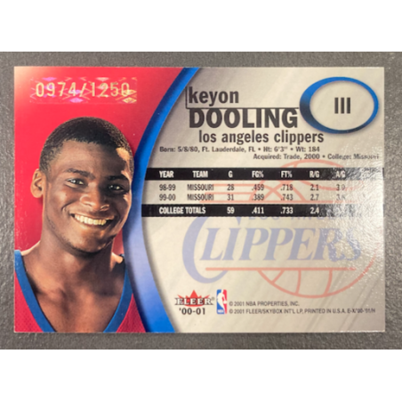 KEYON DOOLING 2000-01 SKYBOX E-X ROOKIE 974/1250