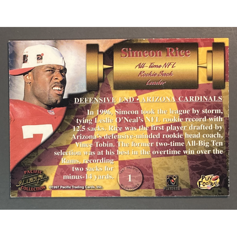 SIMEON RICE 1997 PACIFIC COLLECTION PHILADELPHIA MILESTONES